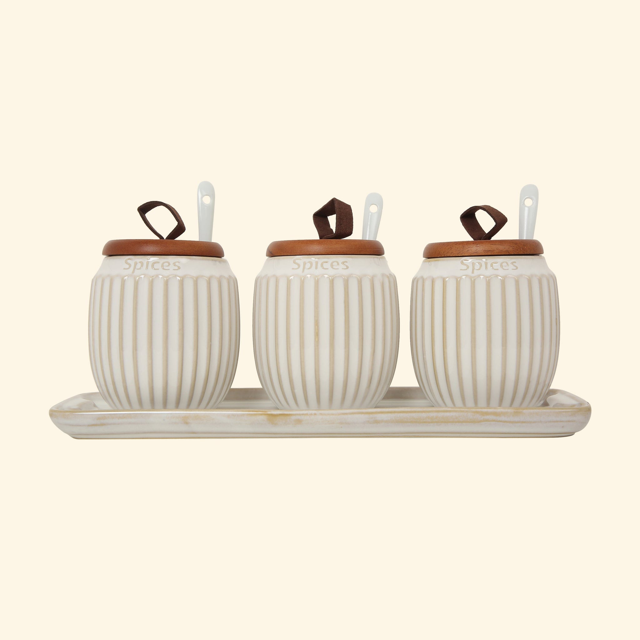 White Spices Container Set Of 3