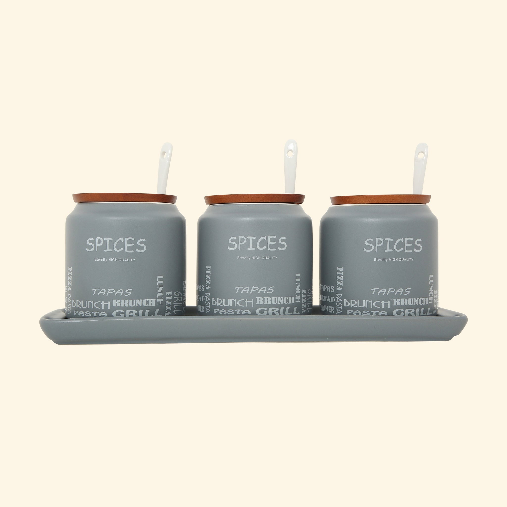 Grey Spices Container Set Of 3
