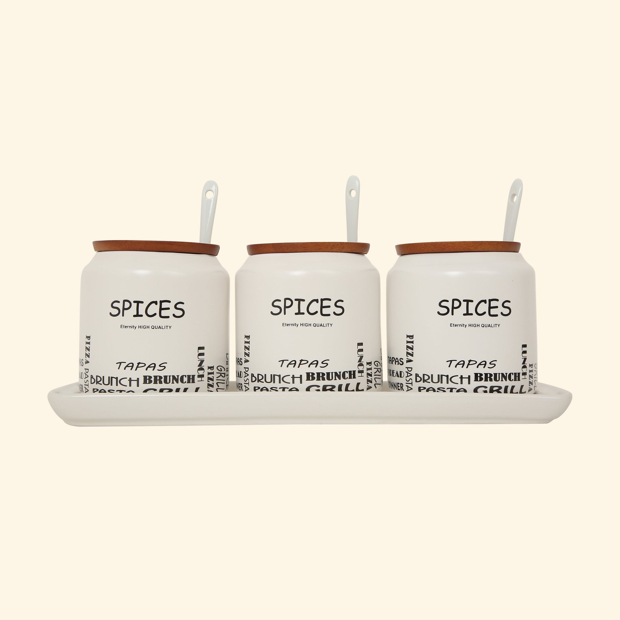 White Spices Container Set Of 3