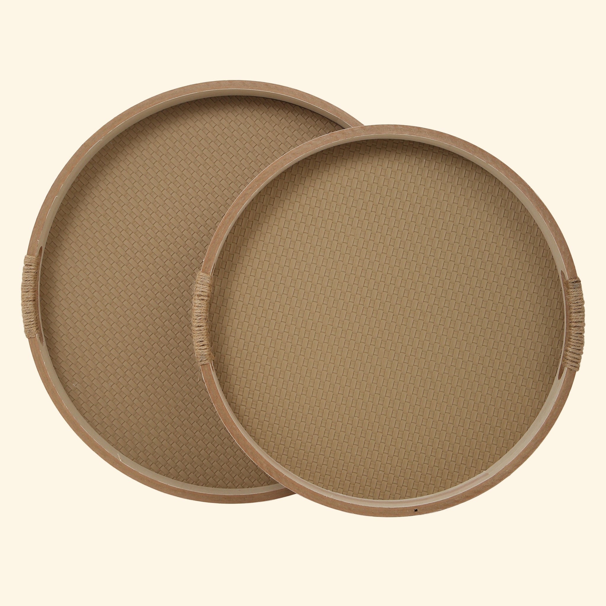 Natural Elegance Round Brown Tray (Set Of 2)