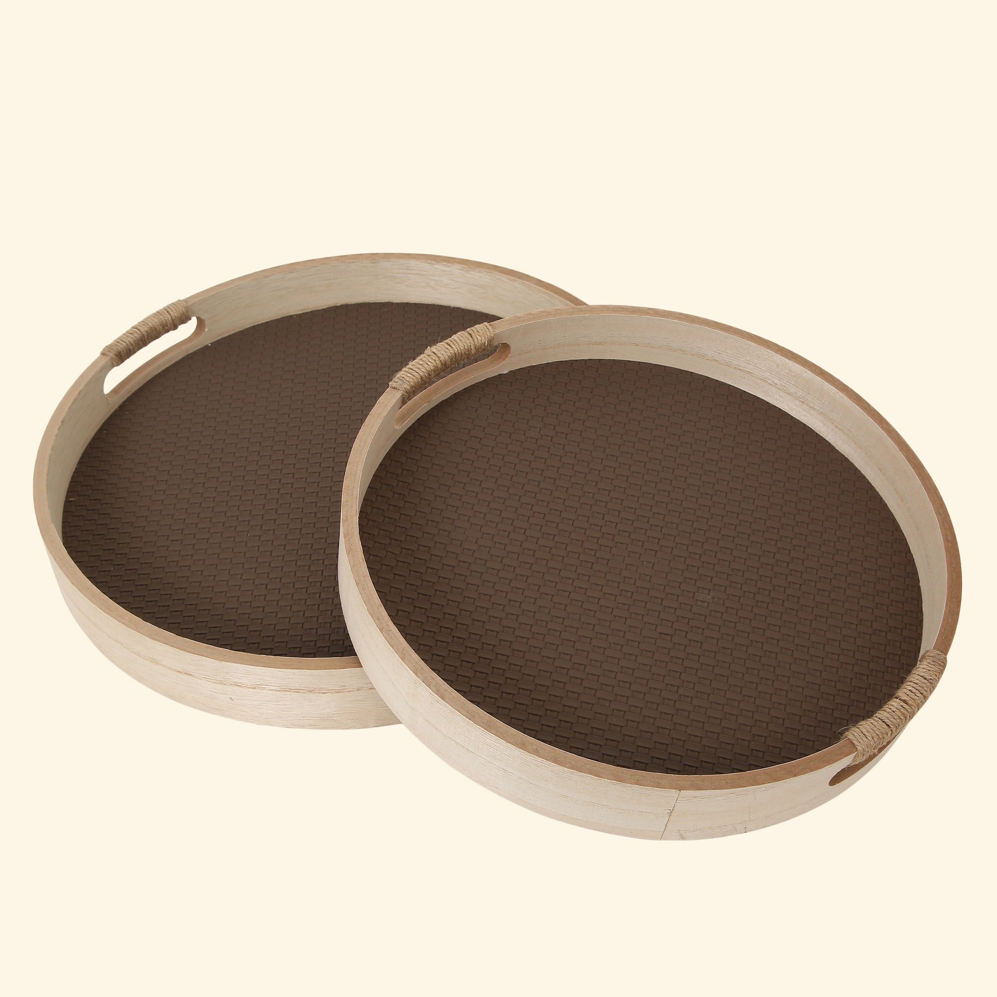 Brown Basic Round Tray (Set Of 2)